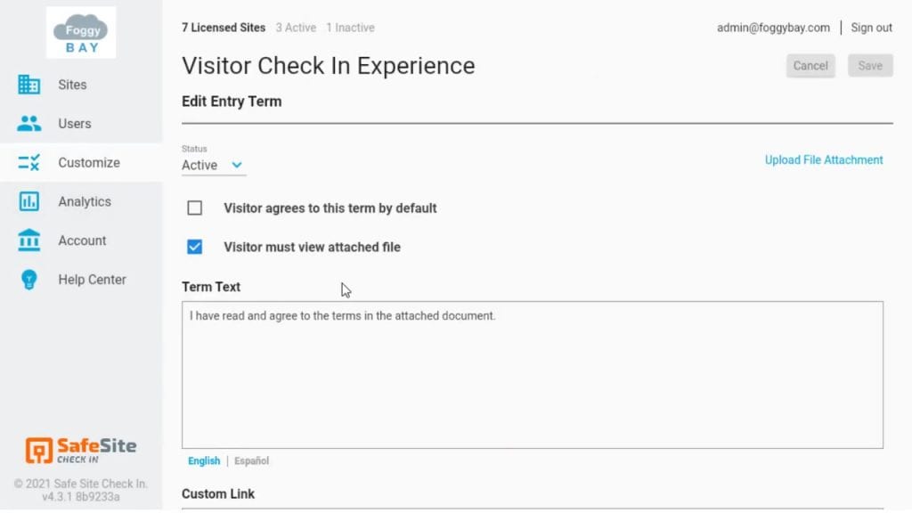 Help Center | Safe Site Check In